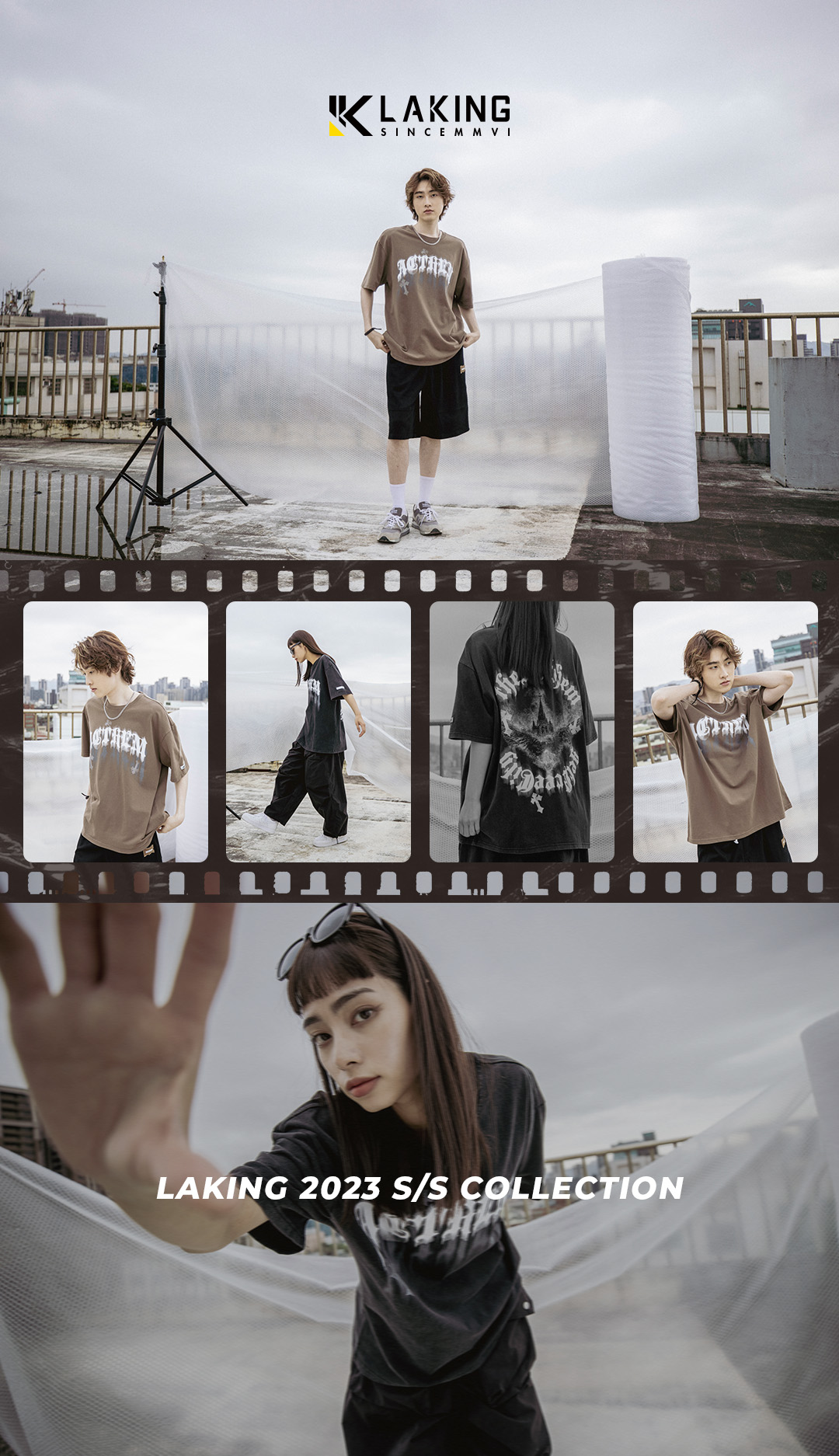 發泡英文城堡背圖短T