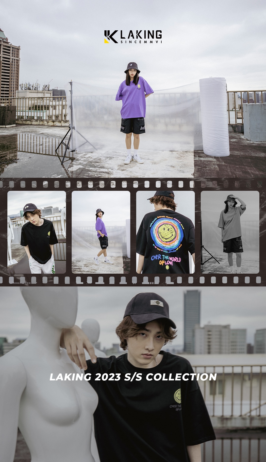 LAKING_彩虹笑臉背圖短T