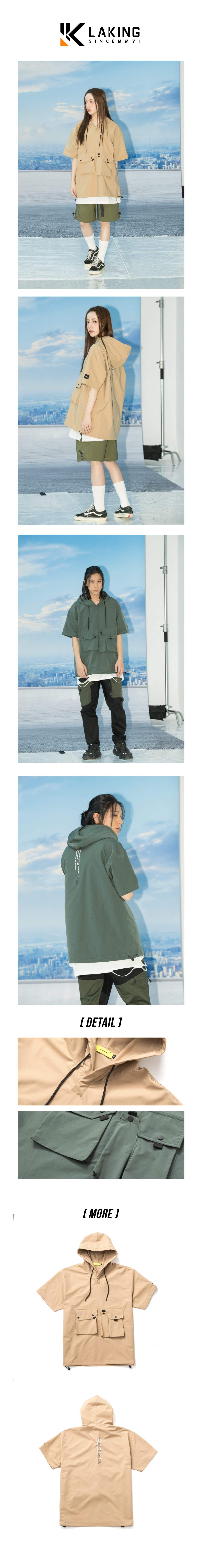 LAKING.LAB-日系造型口袋短帽T