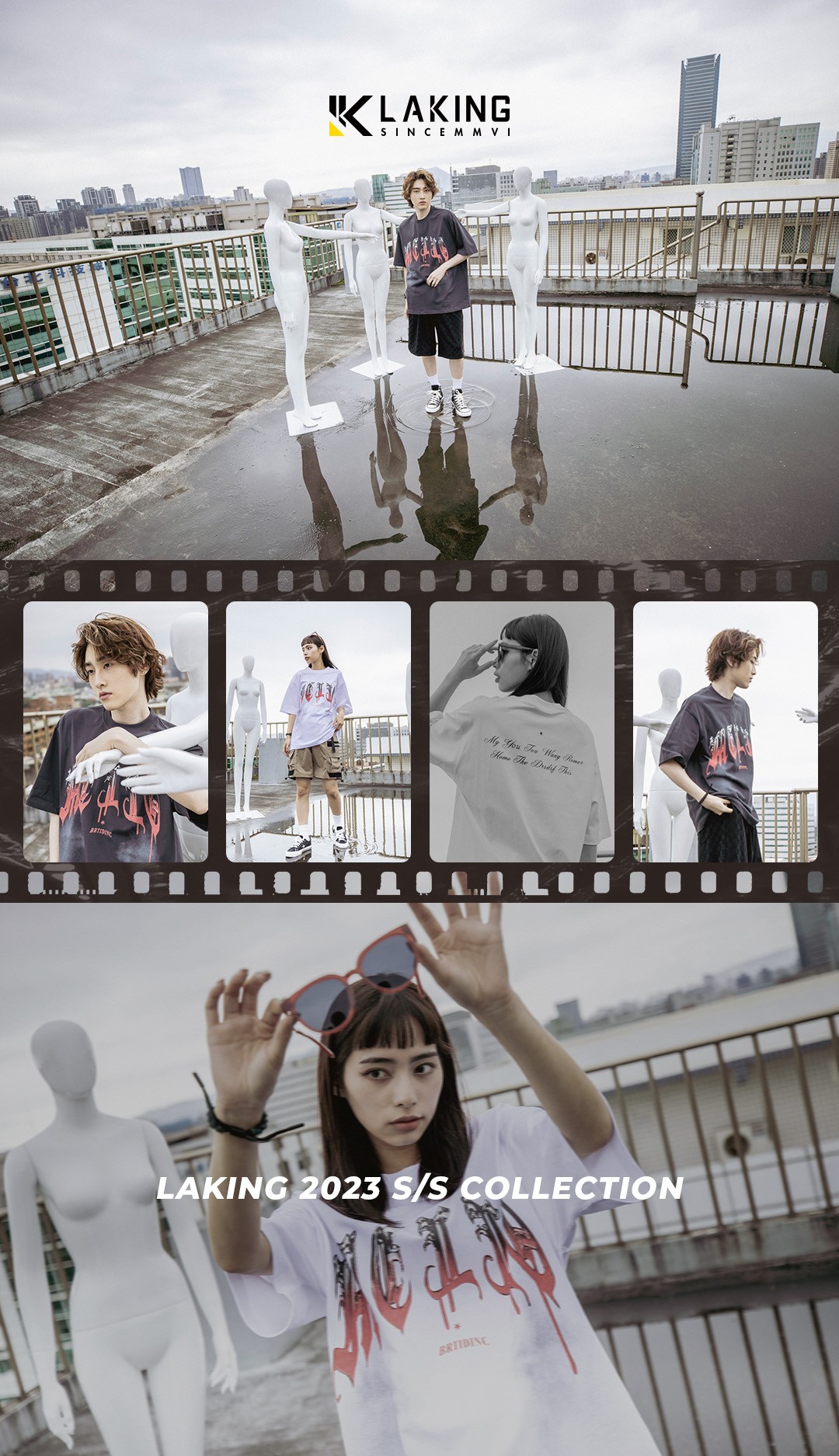 LAKING_漸層發泡歌德字排版短T