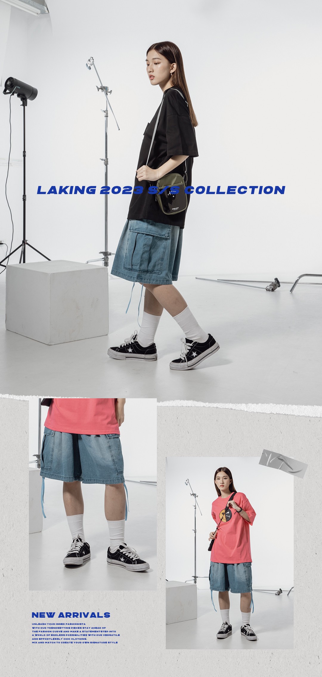 LAKING_口袋抽繩牛仔短褲