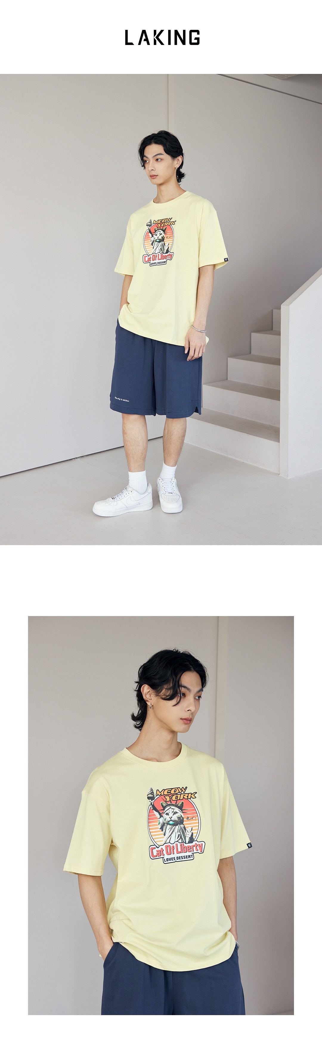 獨特自由女神貓咪中圖短T