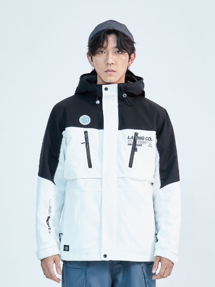 LAKING-雷射標太空拼接鋪棉中外套